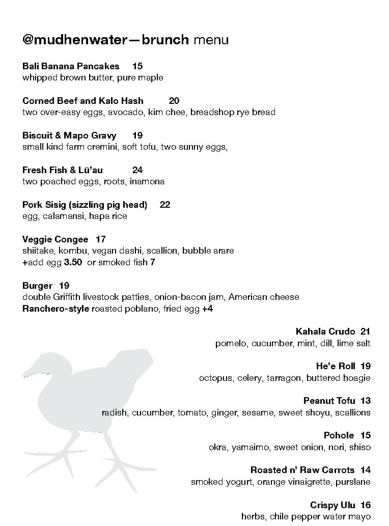 Brunch Menu – Mud Hen Water
